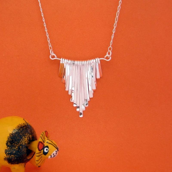 Collar plateado pechera azteca – Petick Joyería Artesanal